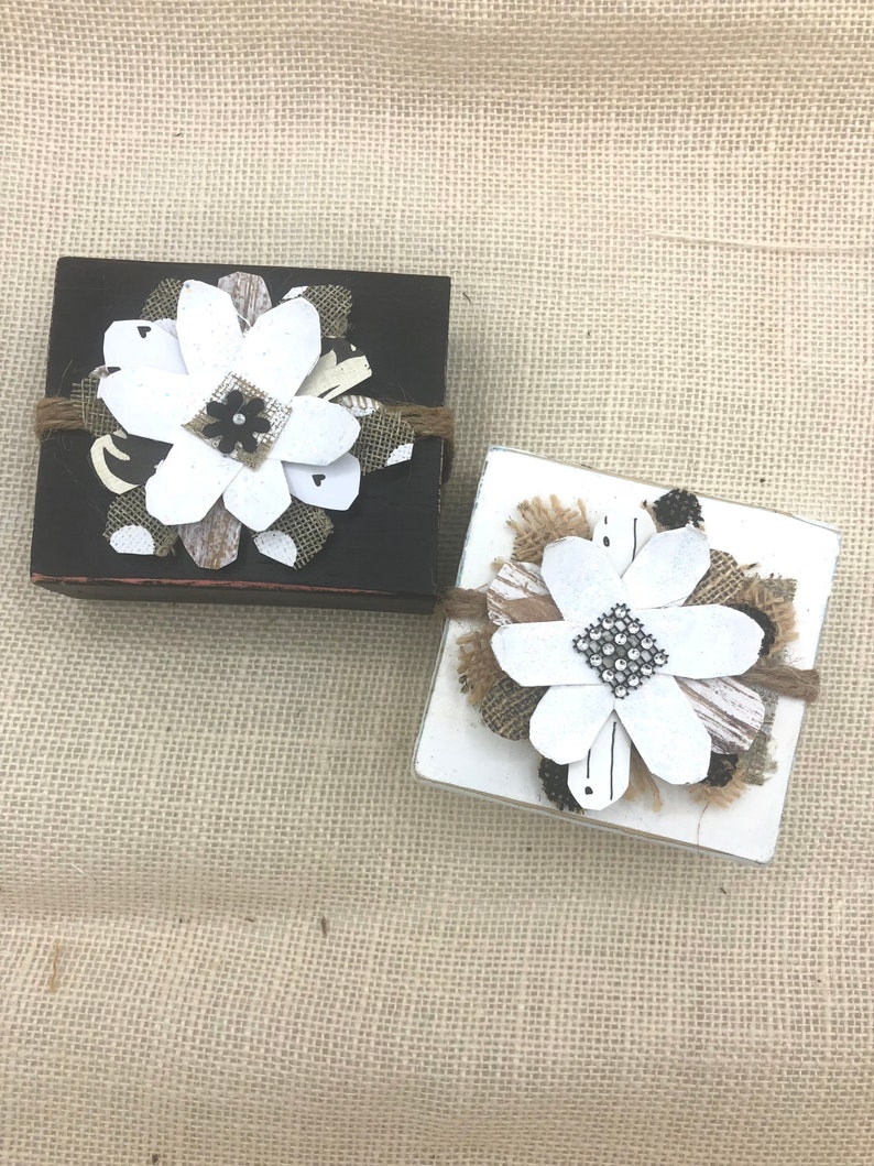 White Small Space Wood Block Country Decor, Rustic Tiered Tray ...
