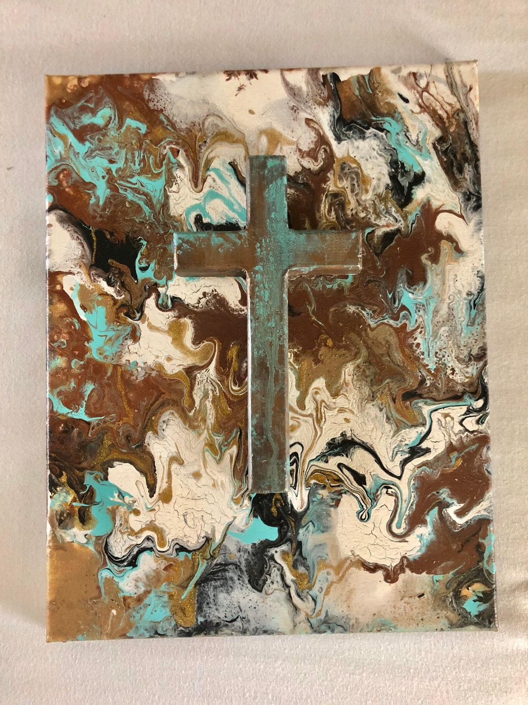 Cross Acrylic Pour Wall Decor, Christian Art Wall Hanging, Christian ...