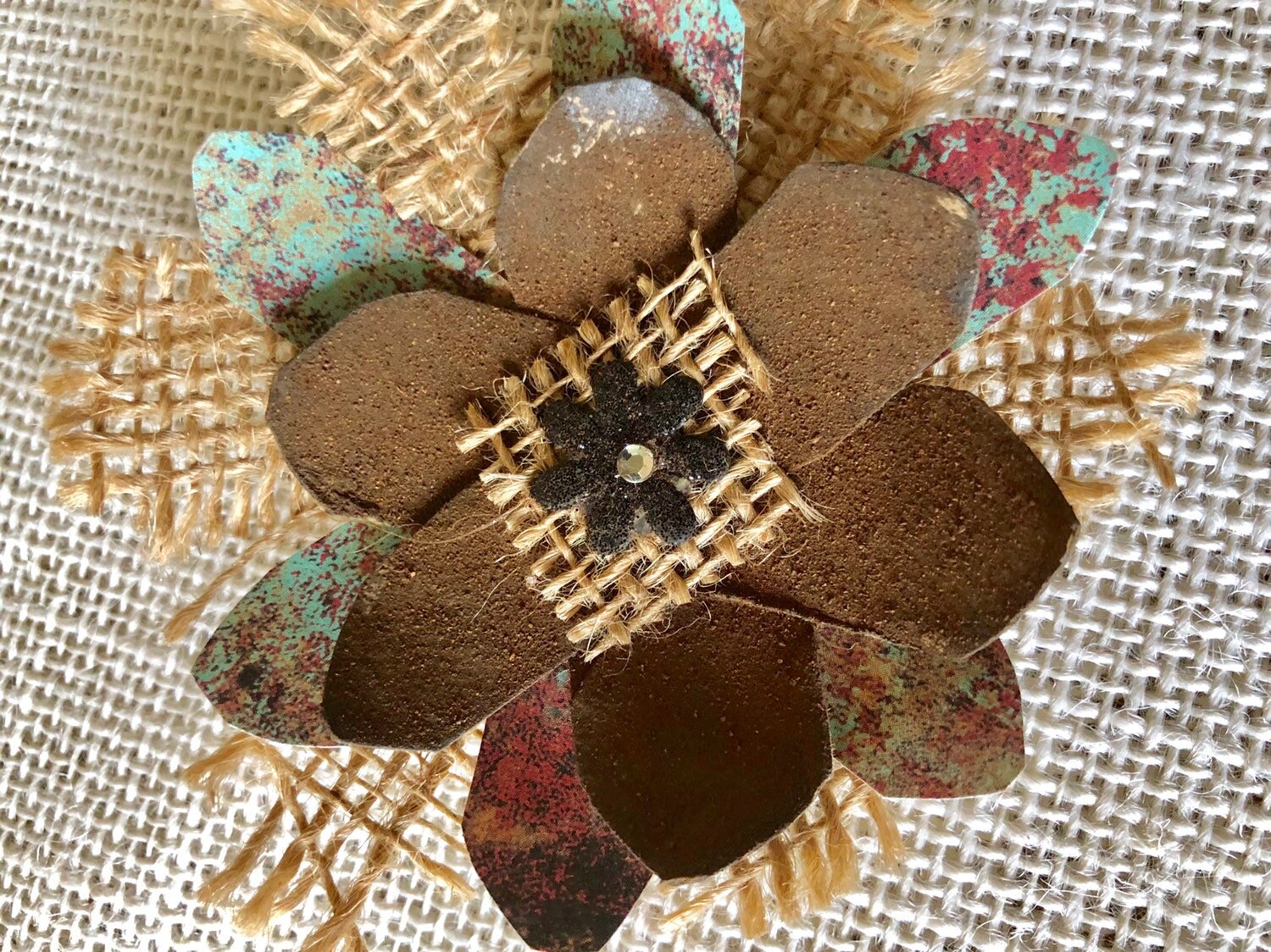 Rustic Refrigerator Magnets With Paper Flowers, Country Style Burlap ...