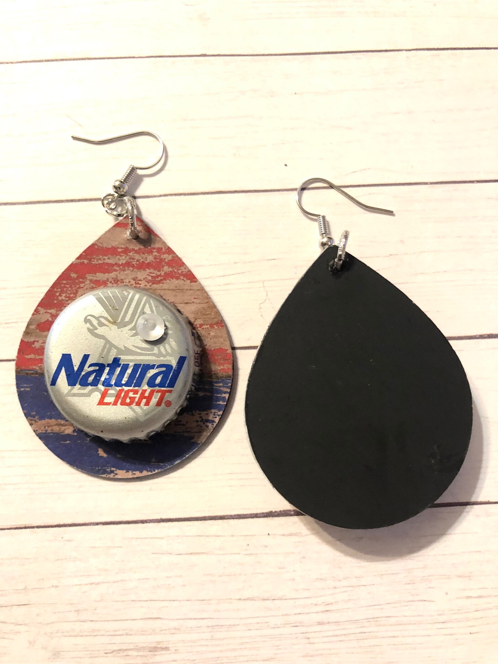Beer Lover Bottle Cap Dangle Earrings, Recycled Beer Cap Drop Earrings ...