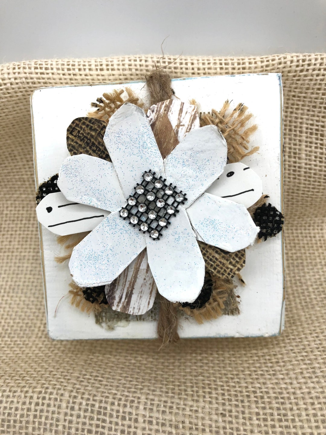 White Small Space Wood Block Country Decor, Rustic Tiered Tray ...