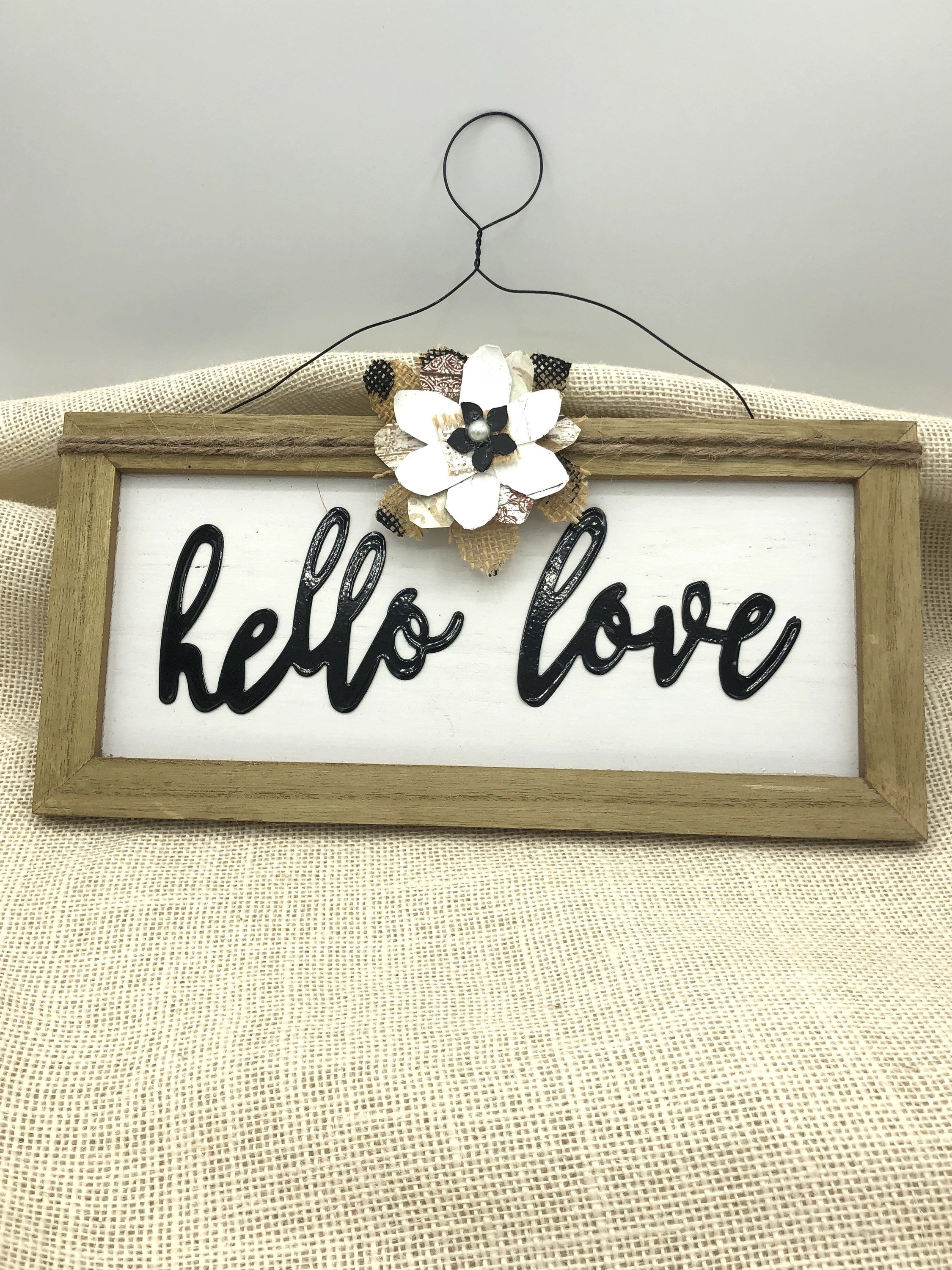 Rustic Farmhouse Home Decor Hello Love Country Wall Sign | Etsy