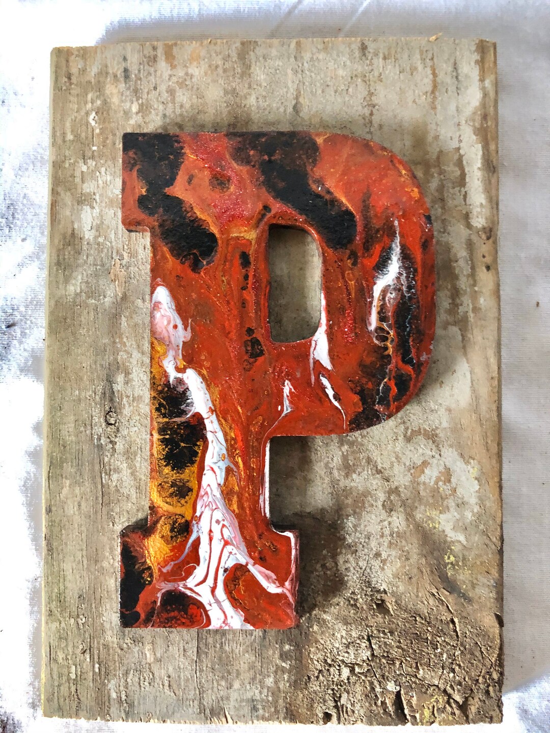 Rustic Letter P Wall Hanging, Initial P Custom Wall Sign, Hand Painted ...