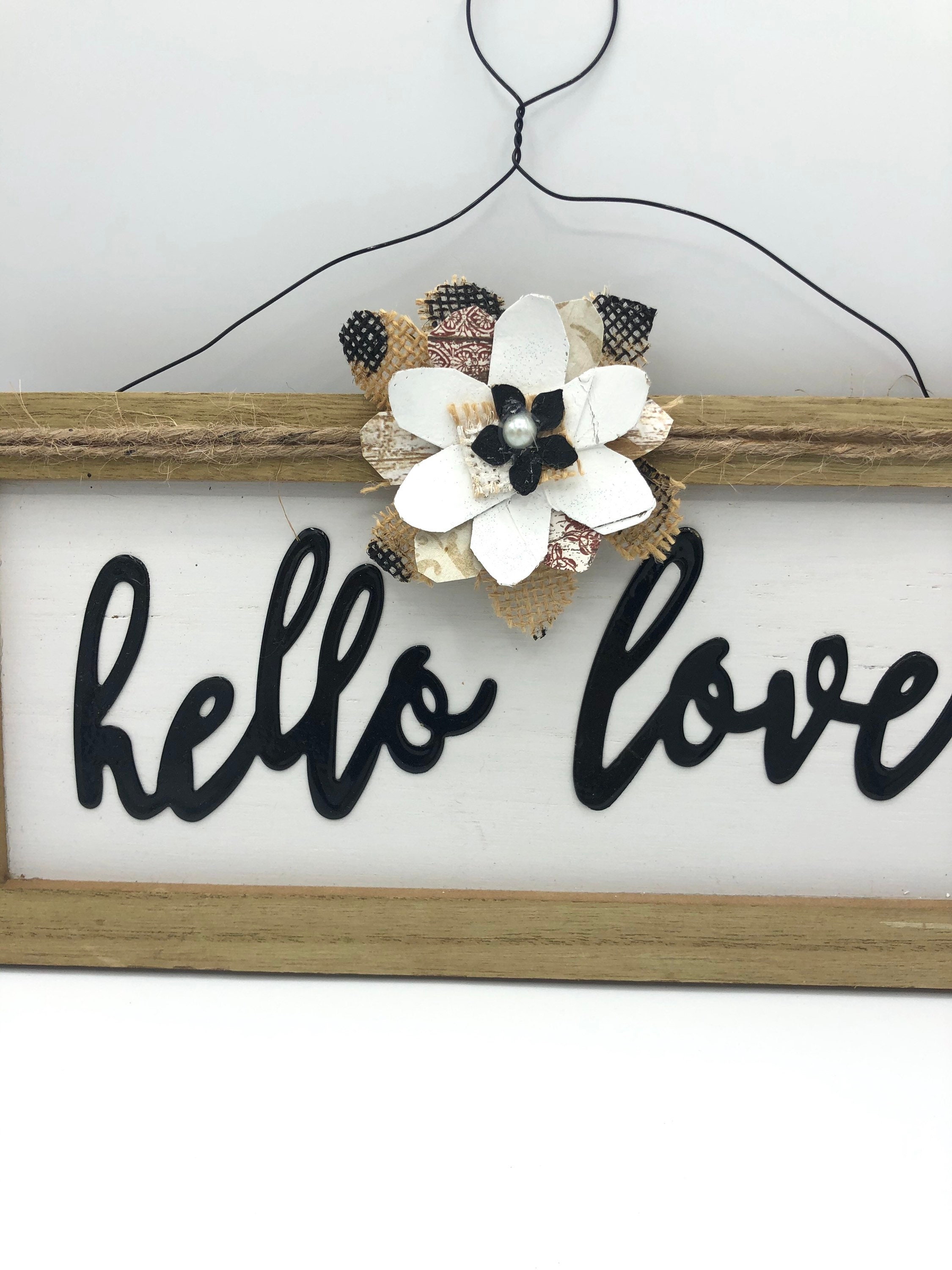 Rustic Farmhouse Home Decor Hello Love Country Wall Sign | Etsy