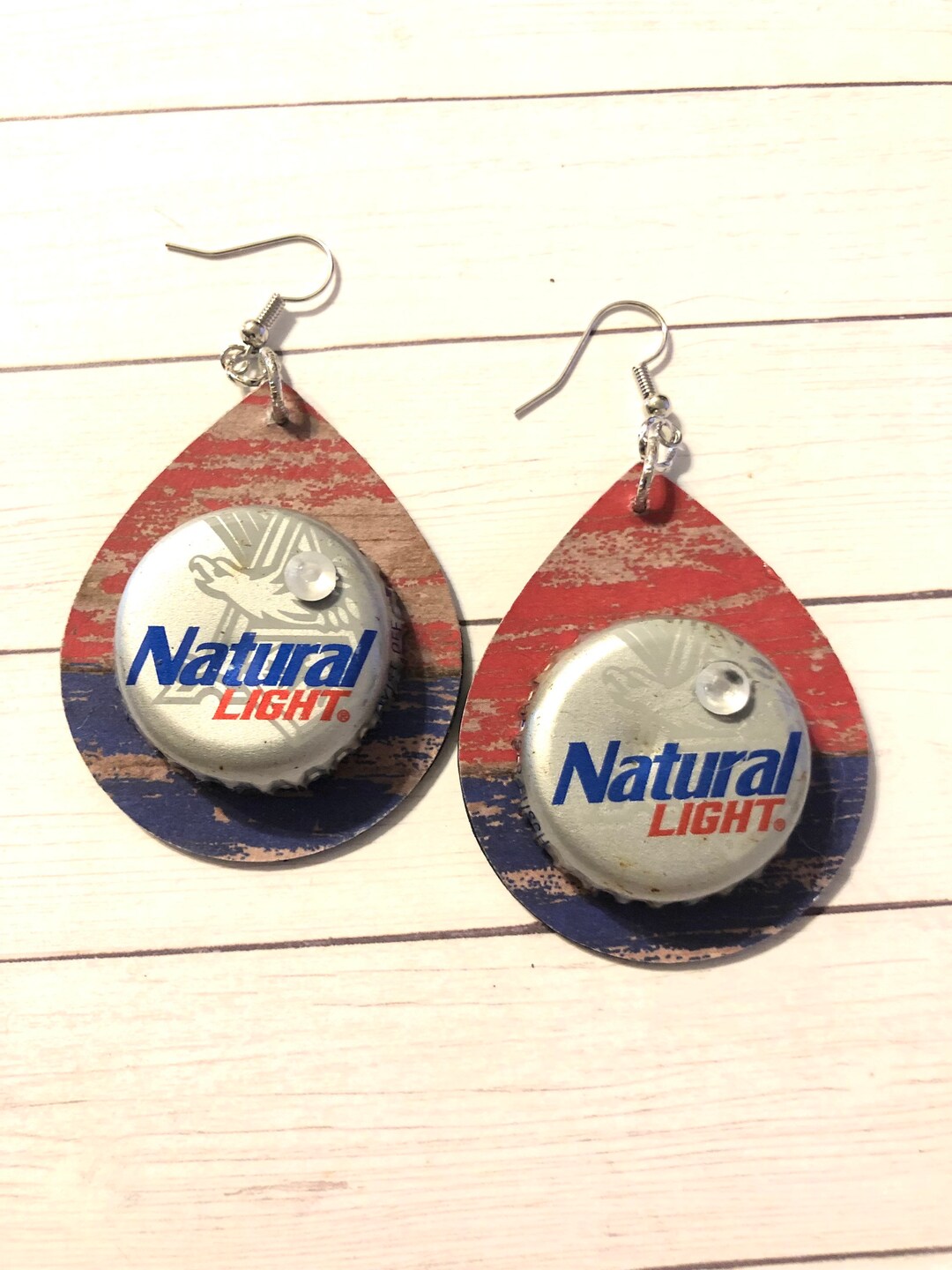 Beer Lover Bottle Cap Dangle Earrings, Recycled Beer Cap Drop Earrings ...