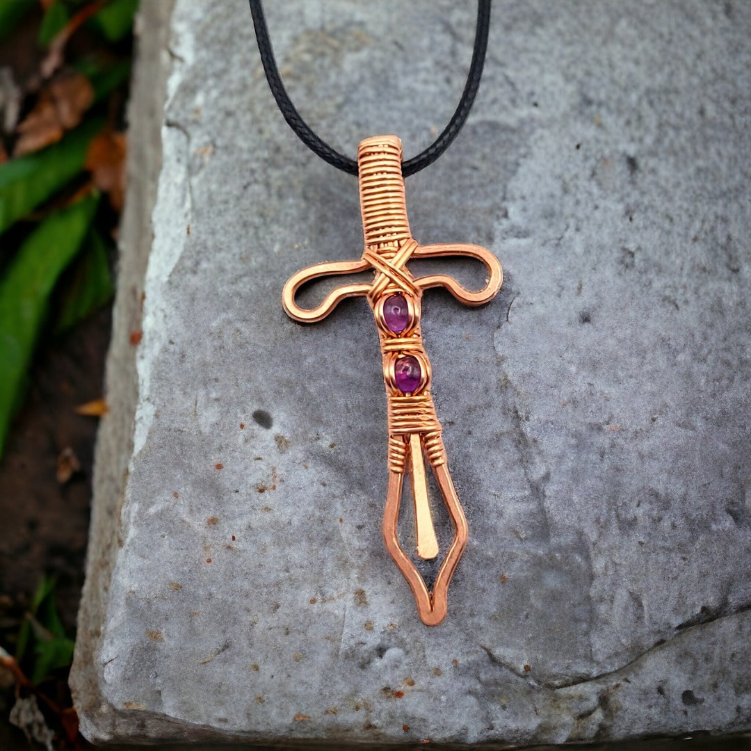 Amethyst Wire Wrapped Dagger Pendant, Amethyst Jewelry, Amethyst ...