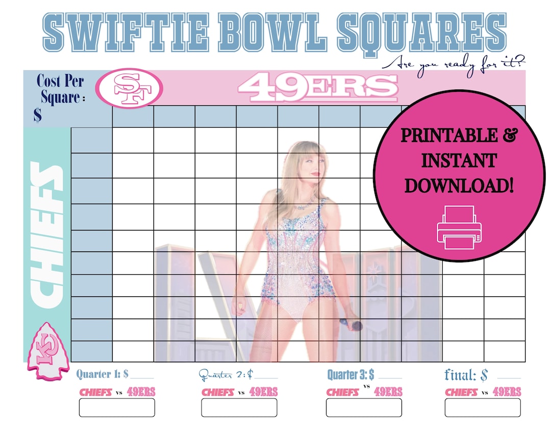 Printable Super Swiftie Squares Classic 100 Numbers, Squares Game ...