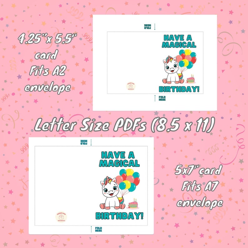 Printable Birthday Card, Printable Kawaii Card, Printable Magical Card ...