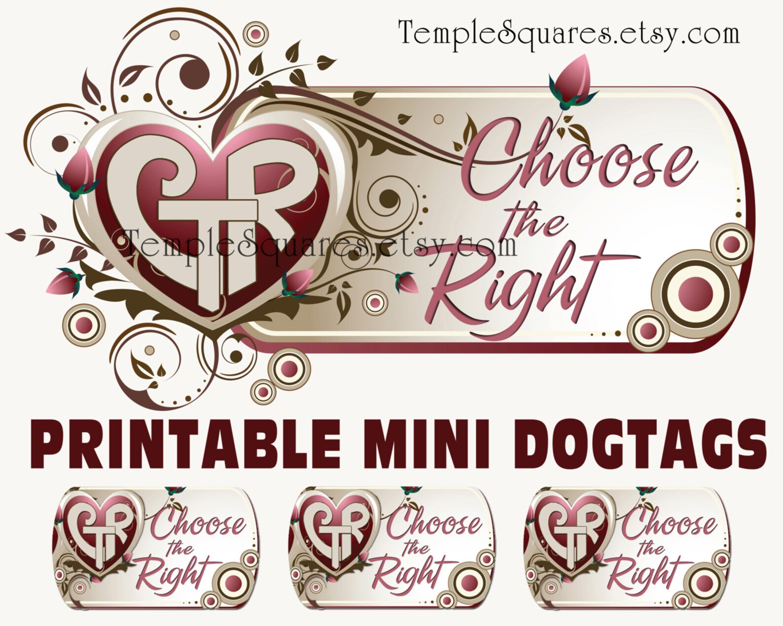 Printable CTR Mini Dogtags Primary Choose the Right Theme Girl Necklace ...