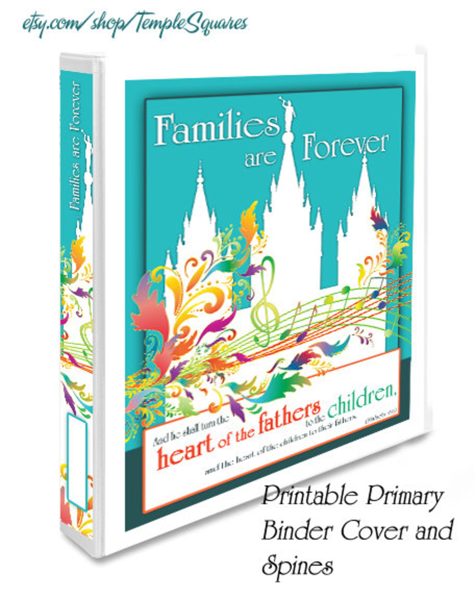 Printable Colorful Primary Binder Covers and Spines LDS Temple | Etsy