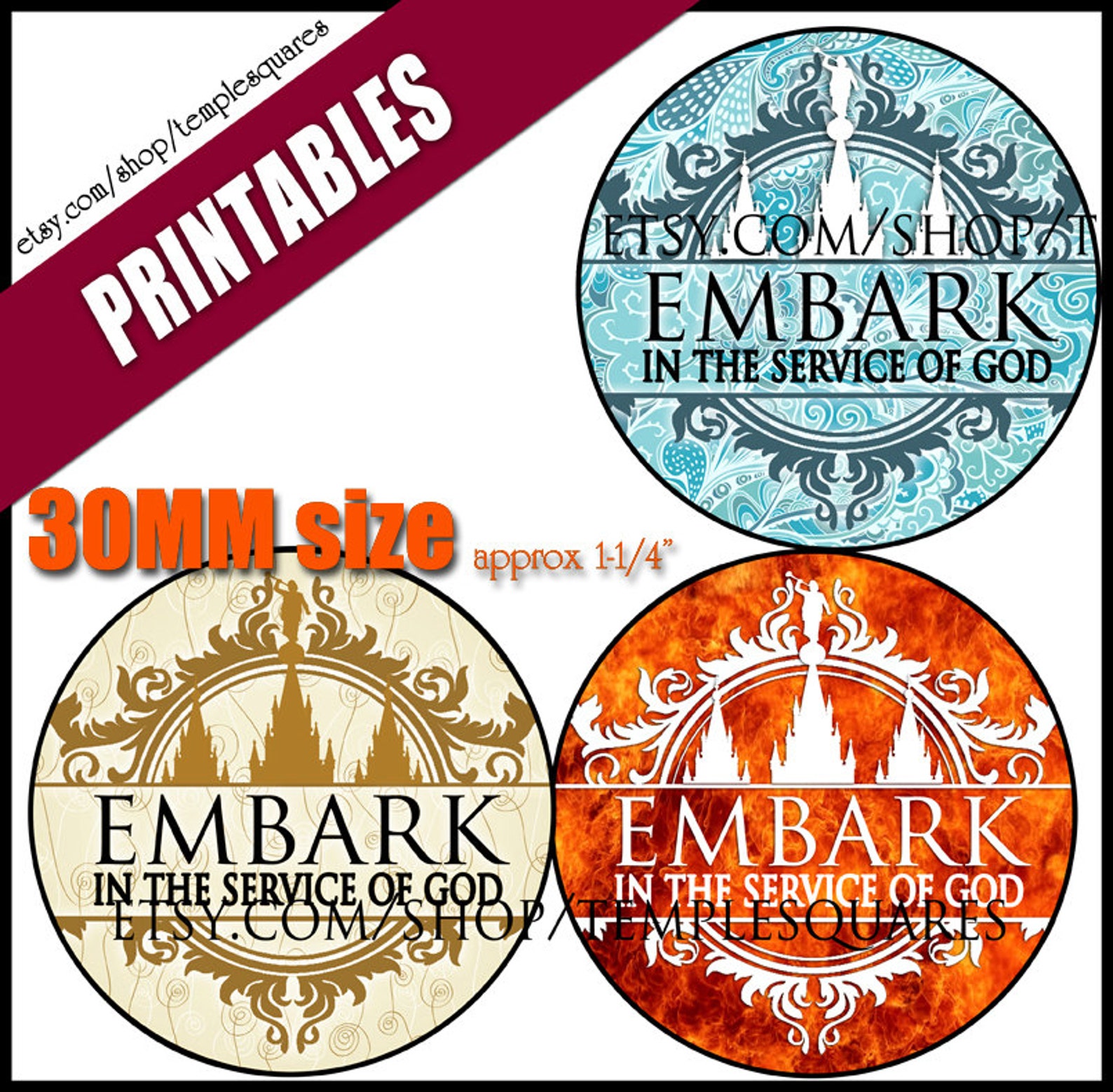 Printable Digital Files. Variety of Designs on 30mm Approx 1 | Etsy