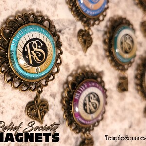 Relief Society Magnets With Glass Relief Society Symbol Seal and Charm ...