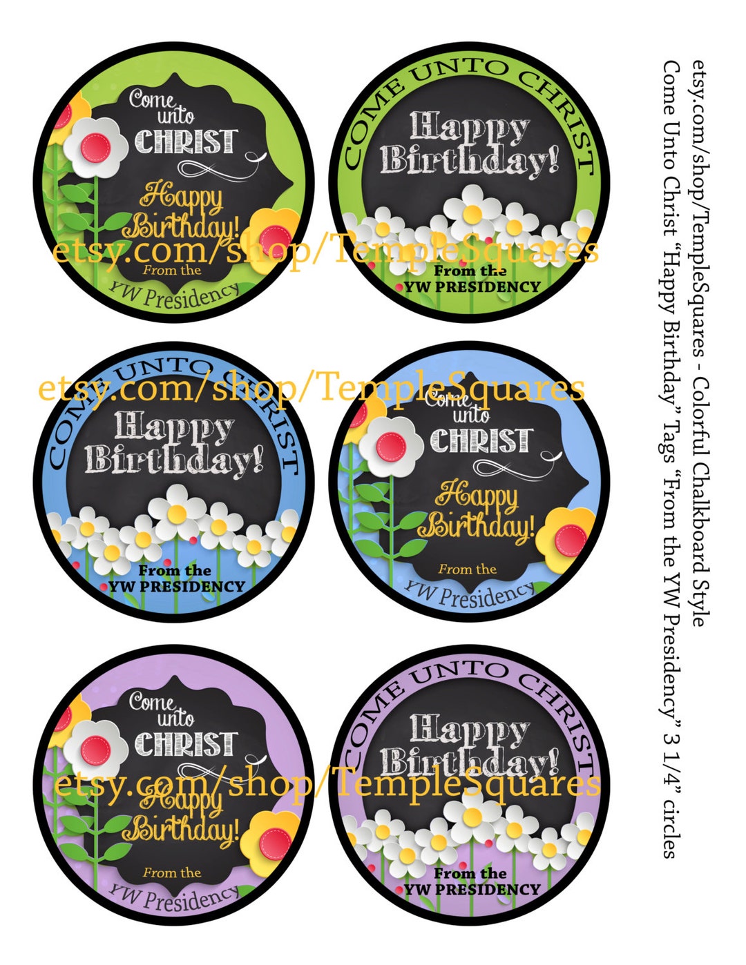 PRINTABLES Birthday Gift Tags colorful Chalkboard Style or - Etsy