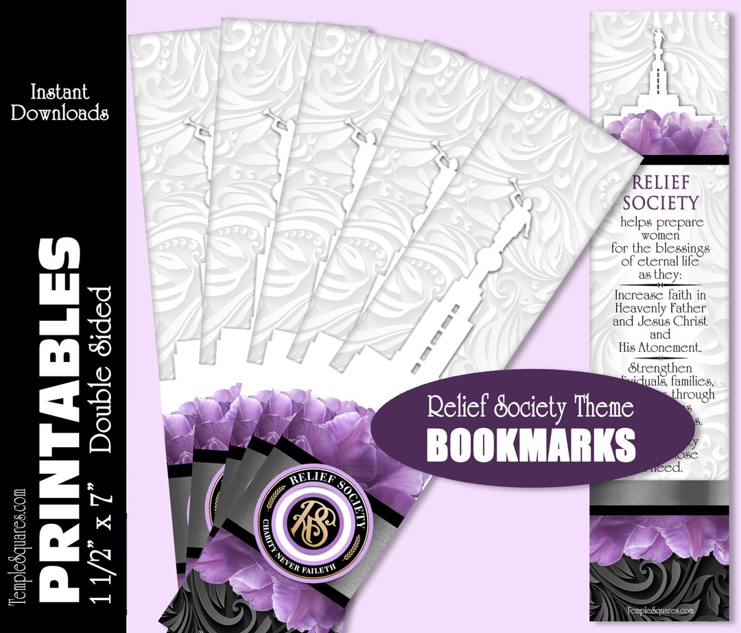 Printable Bookmarks Relief Society Theme Charity Never Faileth. Two ...