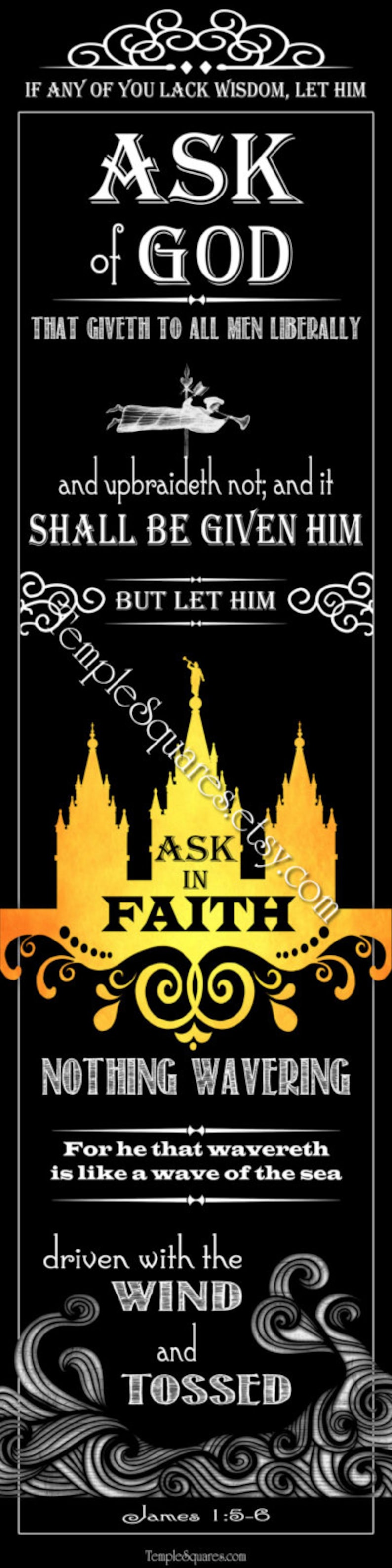 PRINTABLE Bookmarks YW Ask of God Askin Faith Young Women Mutual Theme ...
