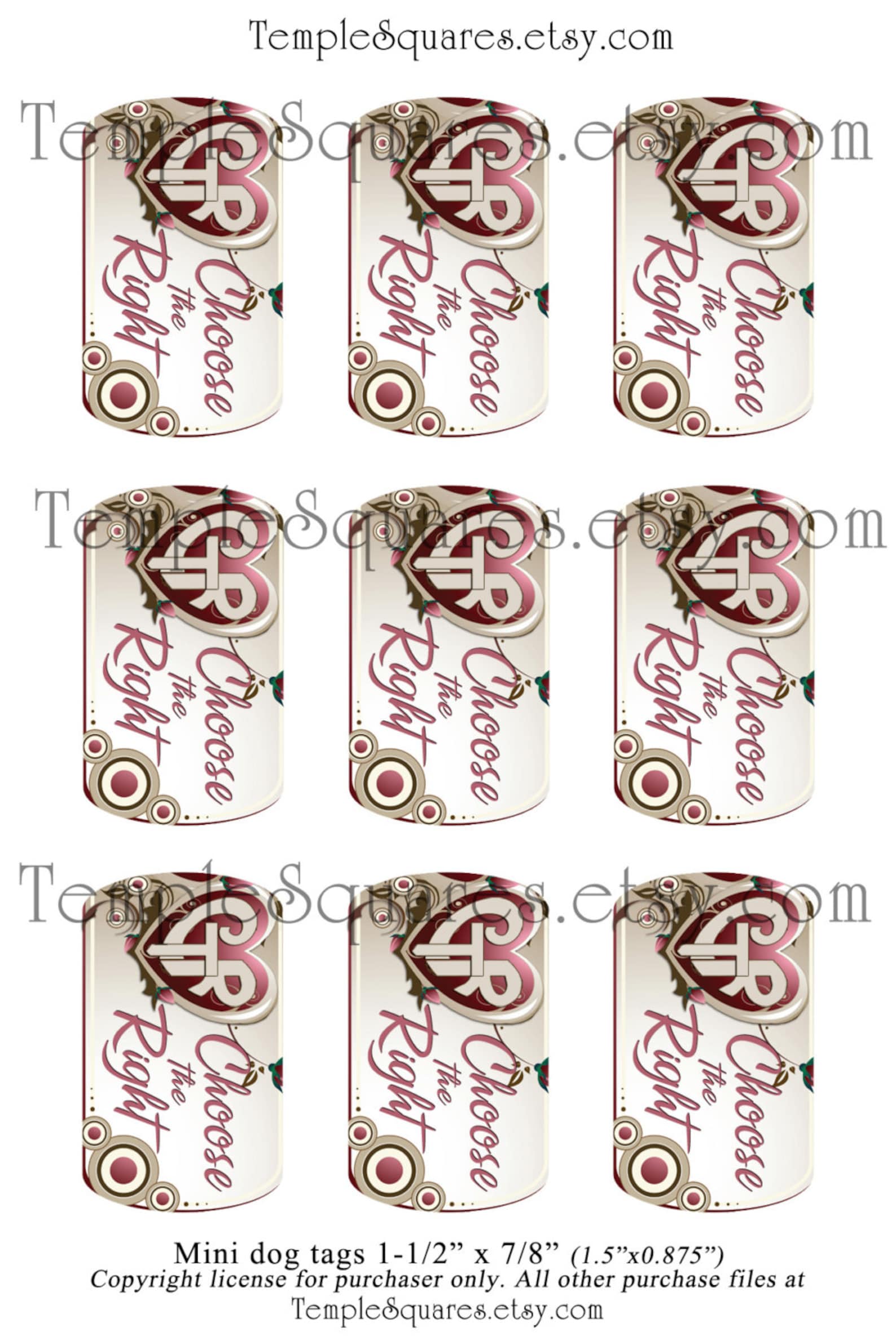 Printable CTR Mini Dogtags Primary Choose the Right Theme Girl Necklace ...