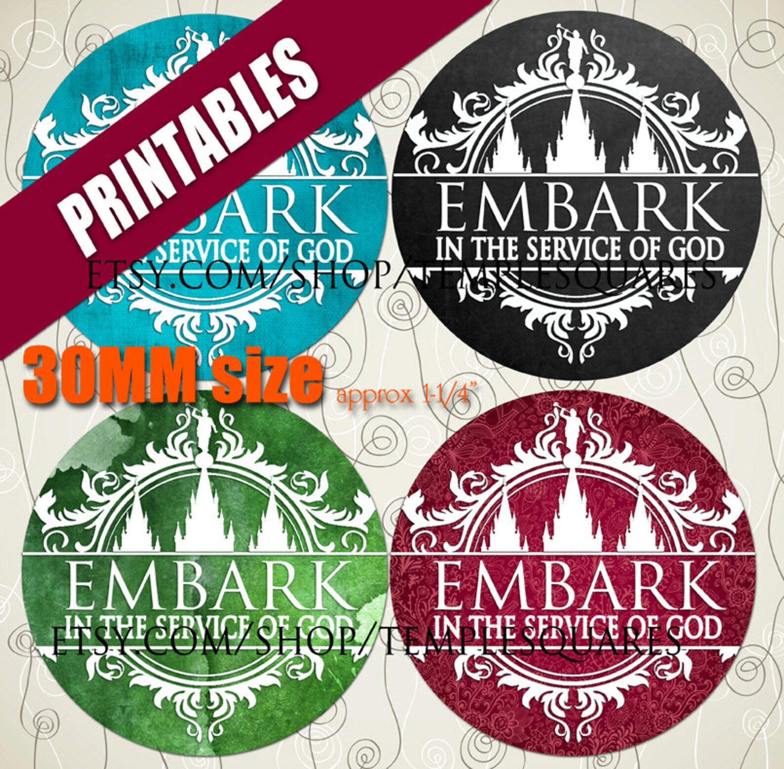 Printable Digital Files. Variety of Designs on 30mm Approx 1 | Etsy