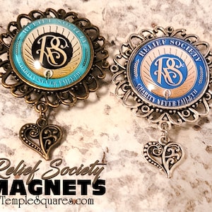 Relief Society Magnets With Glass Relief Society Symbol Seal and Charm ...