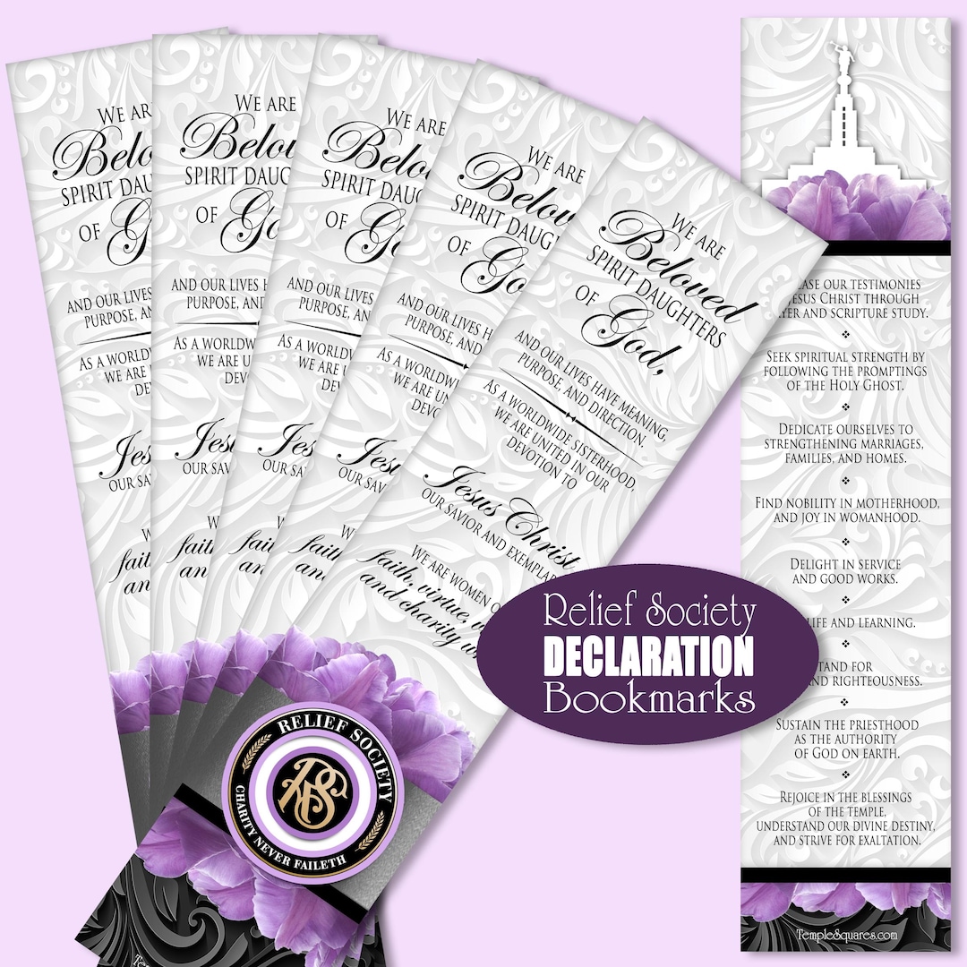 Pack of 10 Bookmarks - 2025 Relief Society Declaration - Charity Never ...