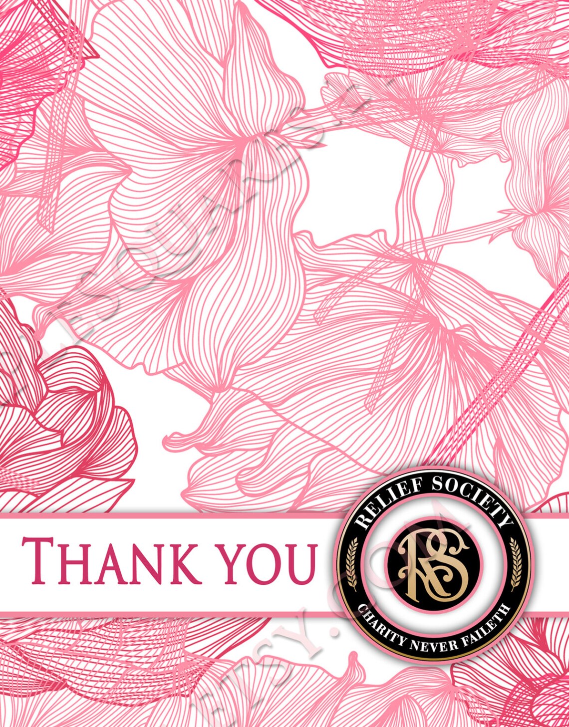 PRINTABLE Relief Society Thank You Cards and Matching - Etsy