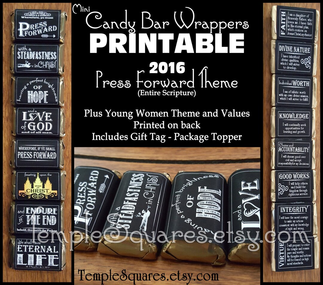 PRINTABLE - New Beginnings Gifts. Mini Candy Bar Wrappers - YW "press ...