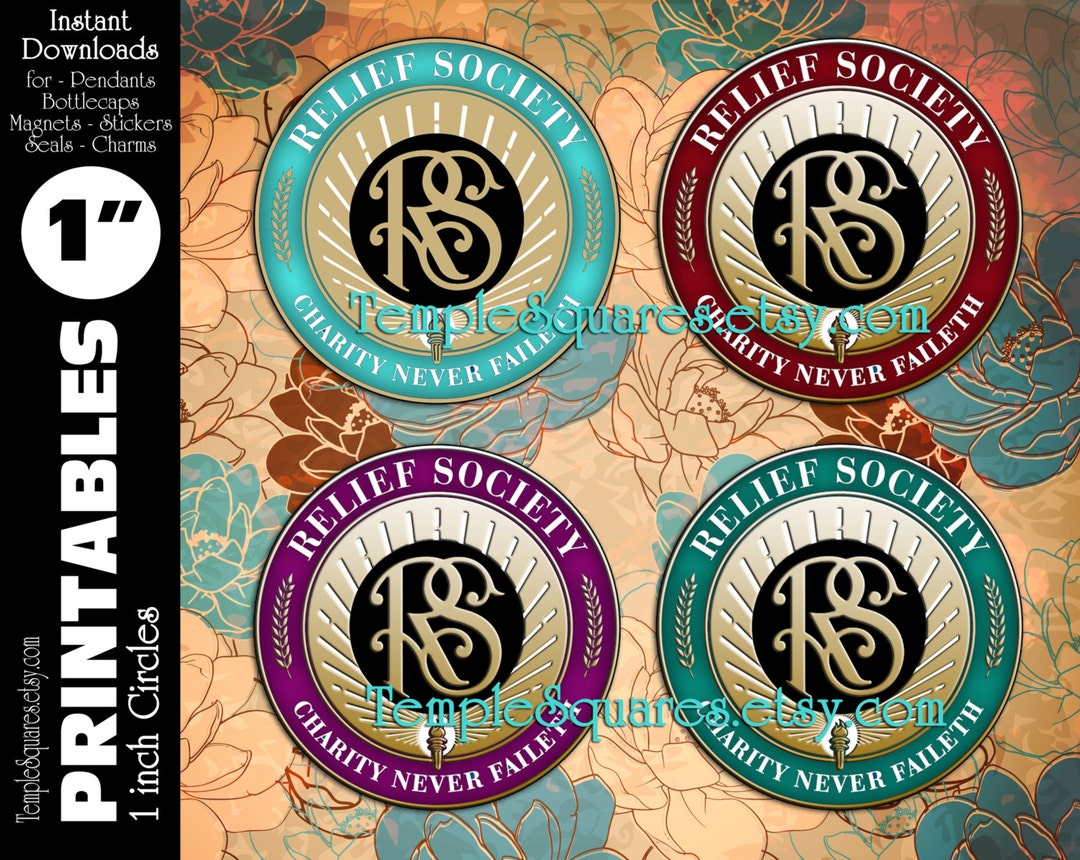 PRINTABLES - 1" Circles Relief Society Emblem Symbol Color Varieties ...