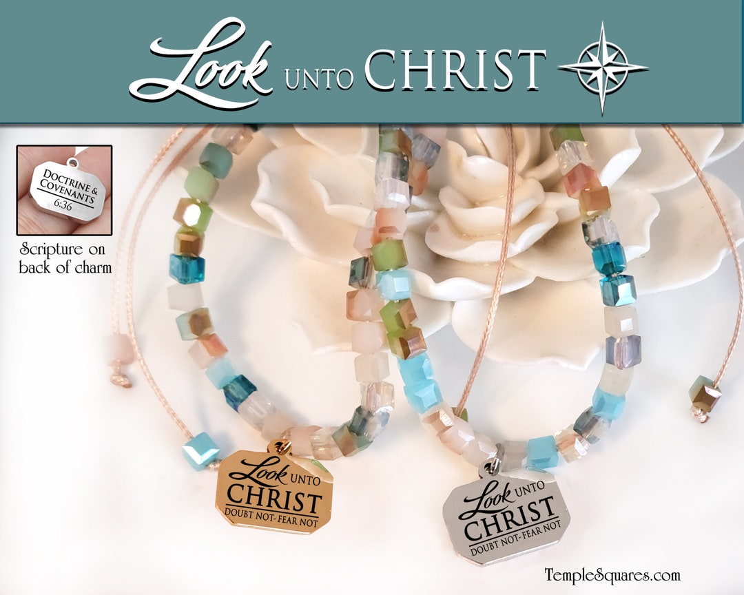 Glass Crystal Beaded Charm Bracelet 2025 "look Unto Christ" YW Young ...