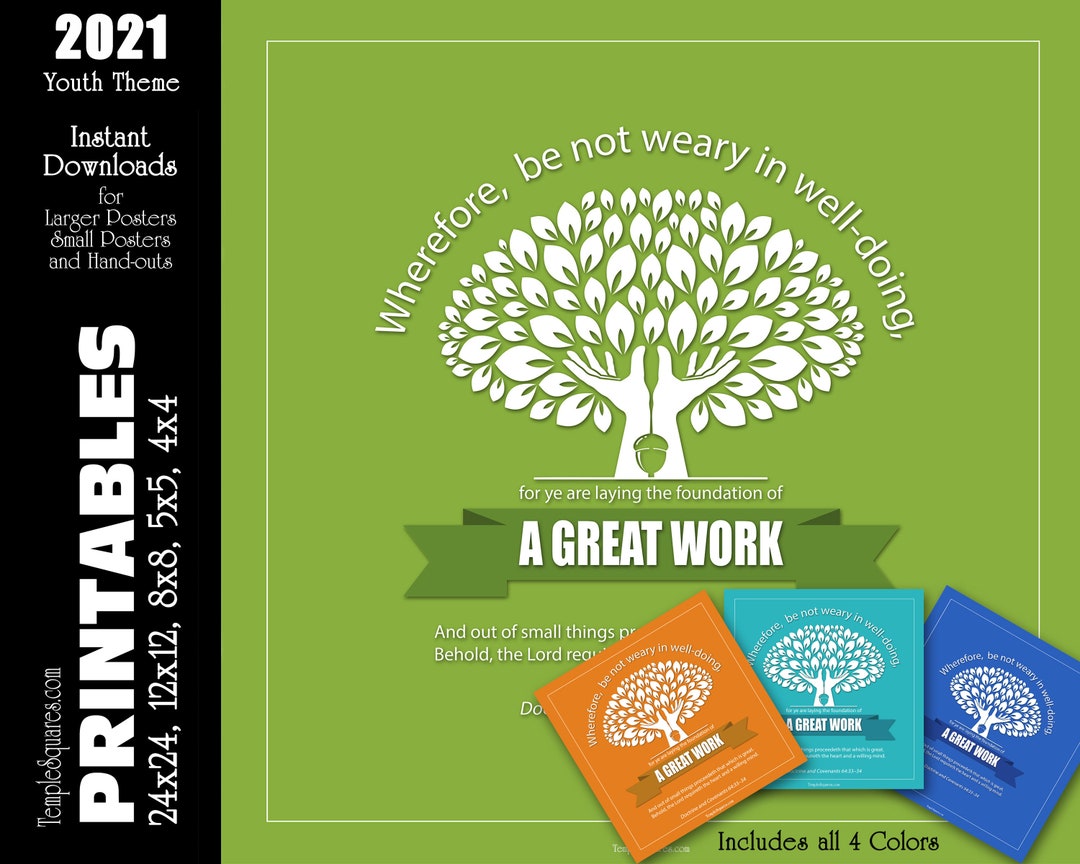 Printable Posters and Handouts Youth Theme A Great Work YW YM Young ...