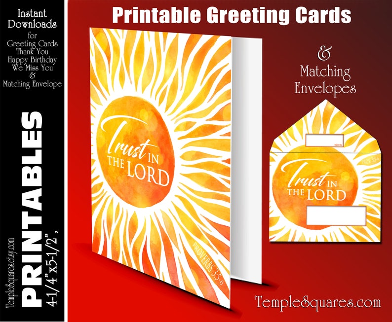PRINTABLE Greeting Cards With Matching Envelopes. Trust in the - Etsy