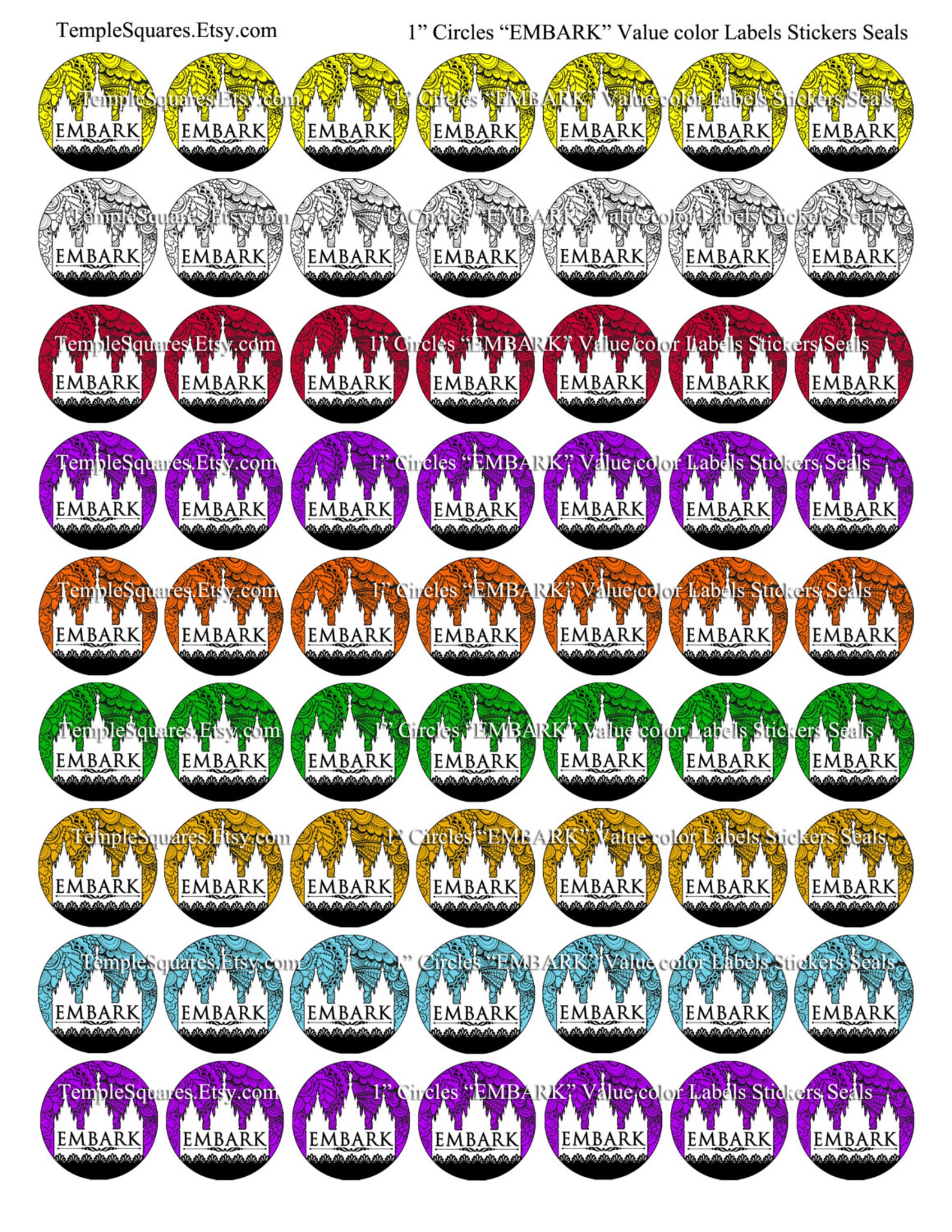 Printable Digital Files. Lace EMBARK Value Colors 1 | Etsy