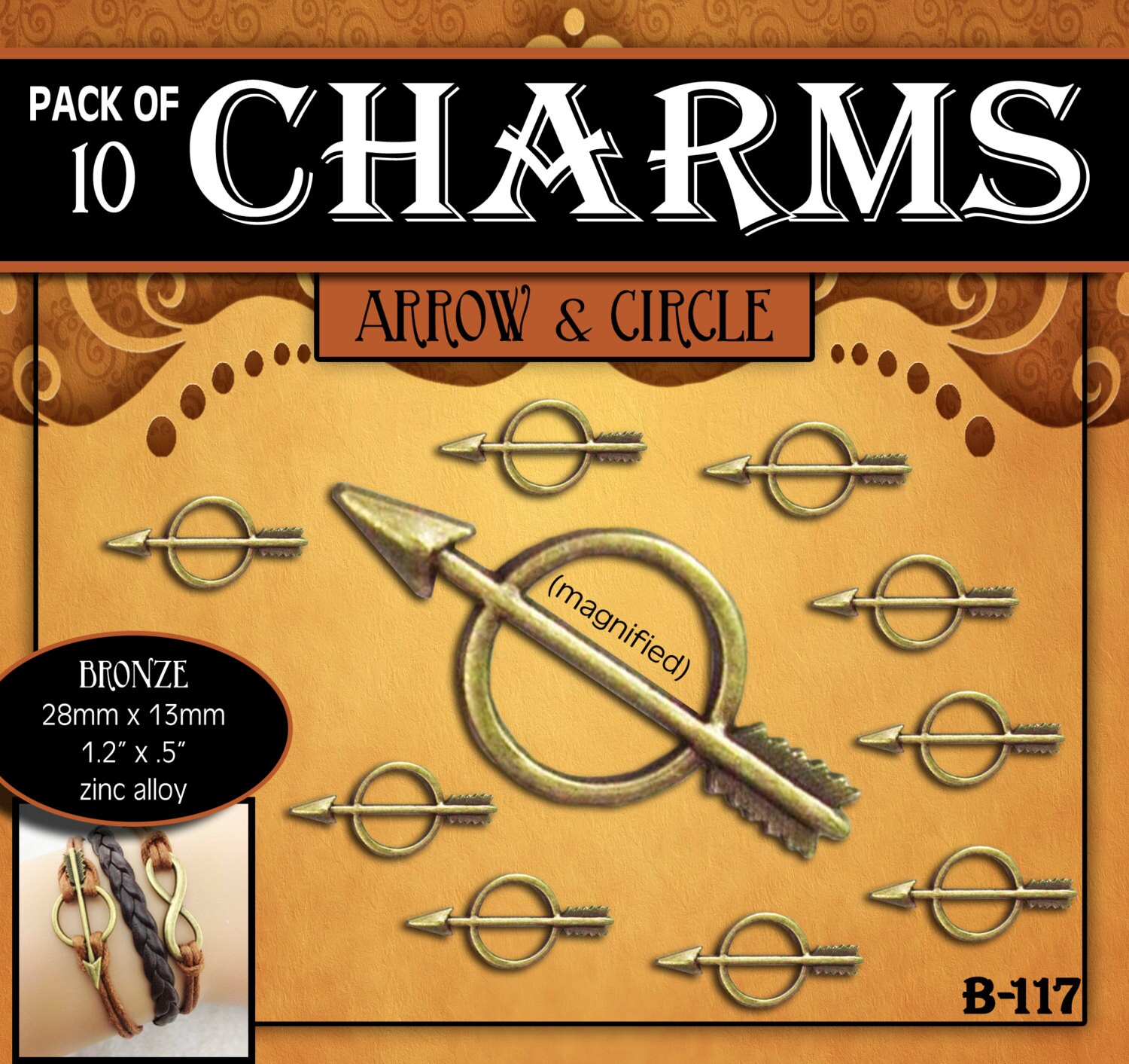 Pack of 10 Bronze Arrow Charms for DIY Jewelry Press Forward | Etsy