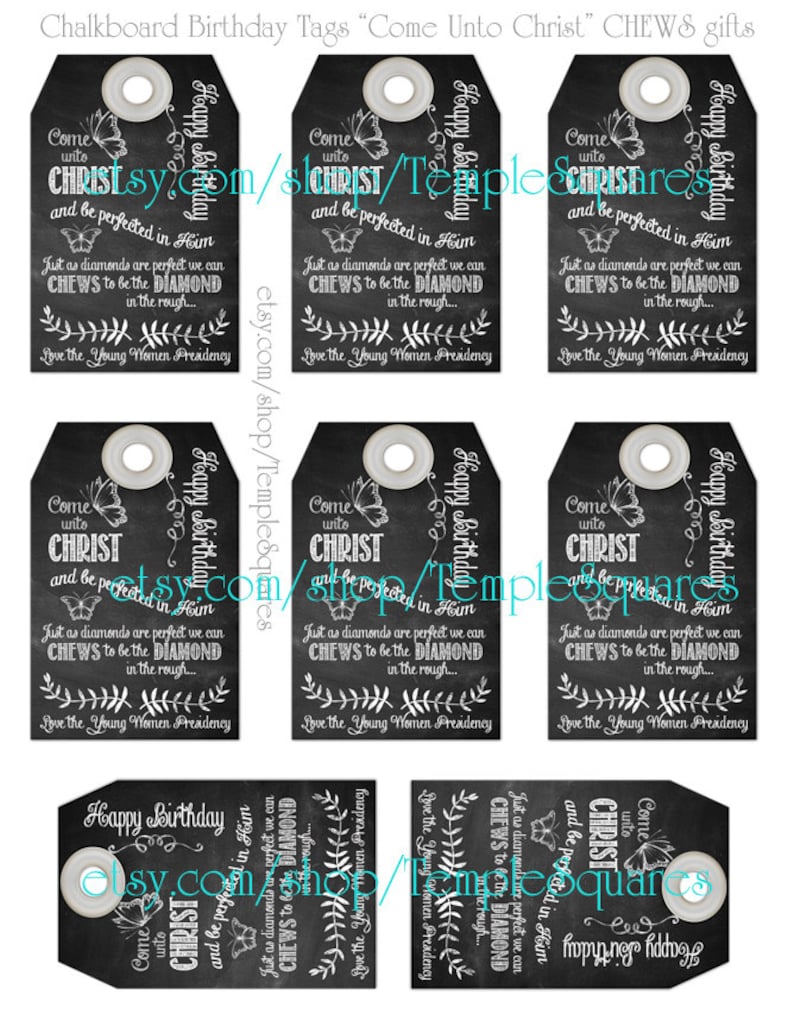 Printable Birthday Tags chalkboard Style Gift Tags or Labels - Etsy