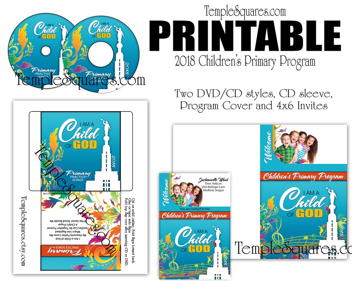 Printable CD Labels for 2018 Children's Primary Program Songs, Label ...