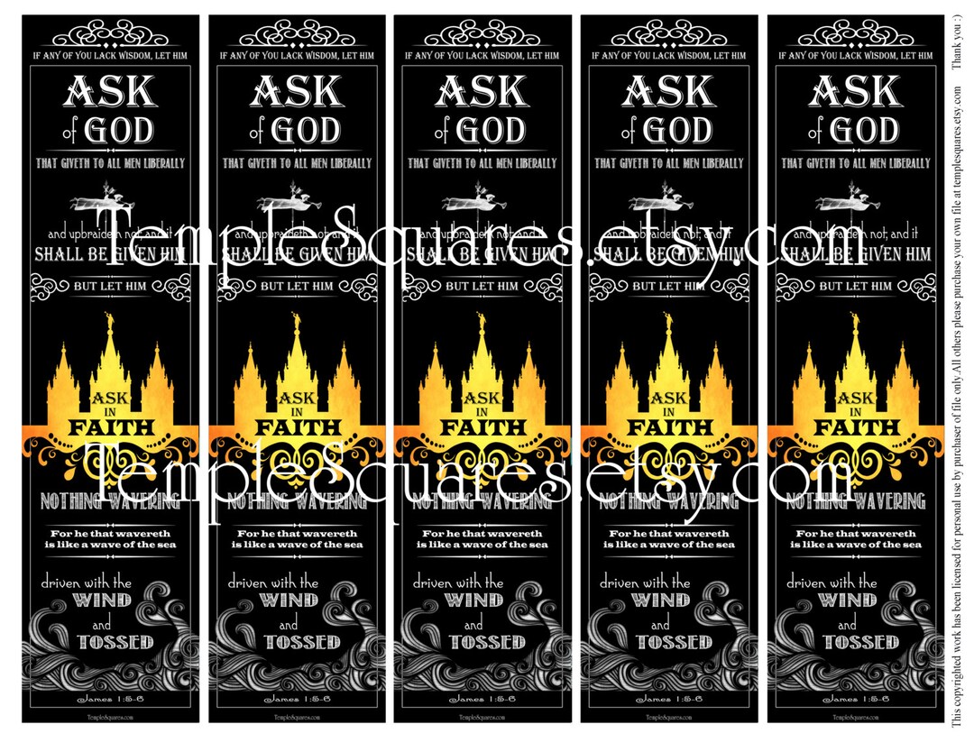 PRINTABLE Bookmarks YW Ask of God Askin Faith Young Women Mutual Theme ...