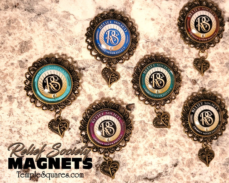 Relief Society Magnets With Glass Relief Society Symbol Seal - Etsy