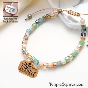 Glass Crystal Beaded Charm Bracelet 2025 "look Unto Christ" YW Young ...