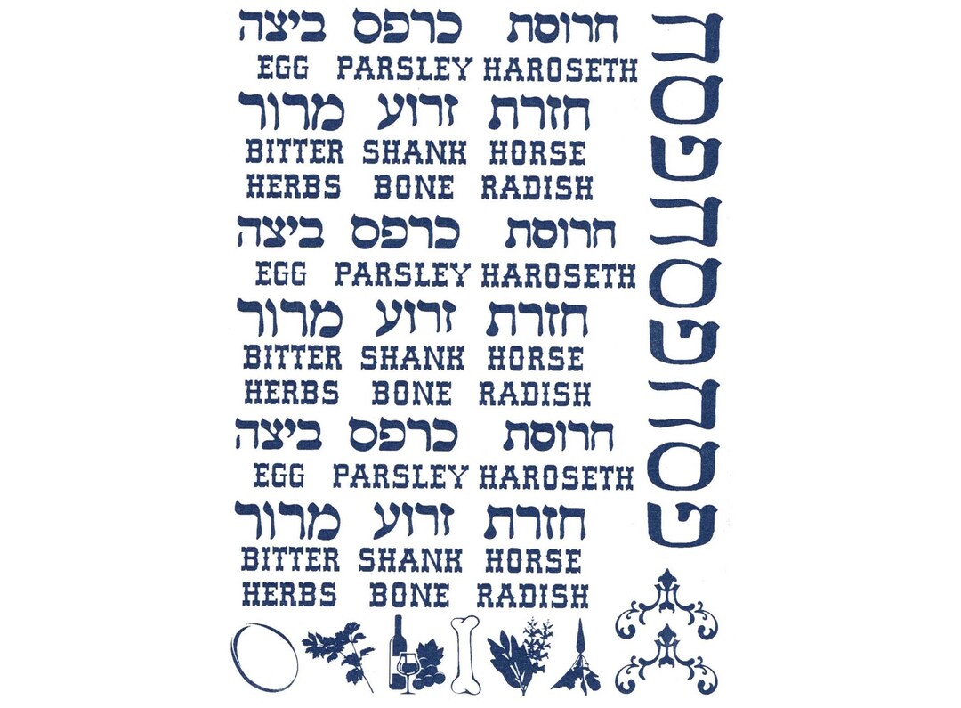 Hebrew Seder Plate Graphics 29 Pcs Blue Fused Glass Decals - Etsy