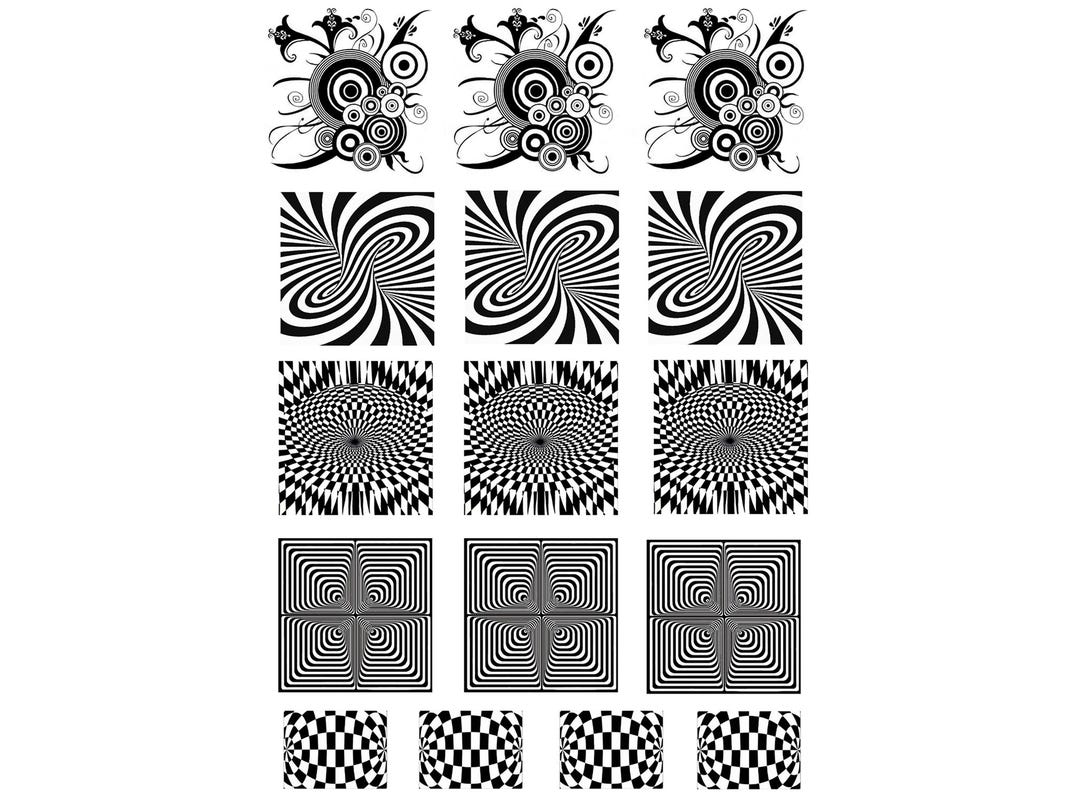 Optical Illusions 16 Pcs 1 Black Fused Glass Decals - Etsy