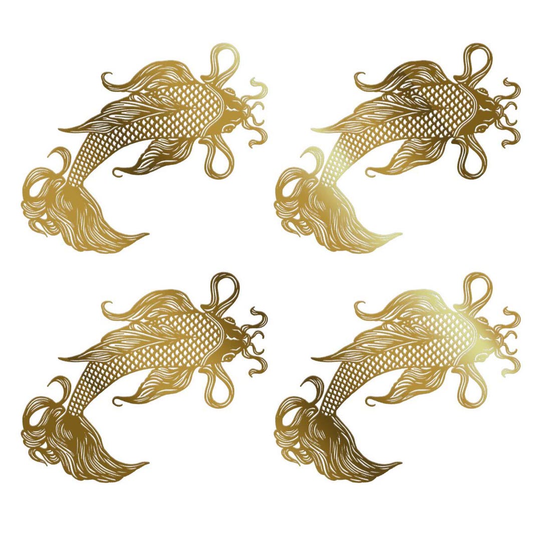 Koi Fish 4 Pcs 2 Inch 22k Gold Fused Glass Decals - Etsy