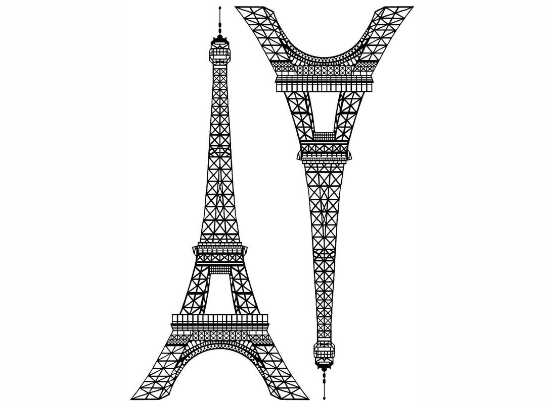 Eiffel Tower 2 Pcs 6 Black Fused Glass Decals - Etsy