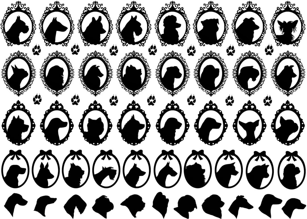 Dog Cameo 59 Pcs 1/4 to 1-1/16 Black Fused Glass Decals - Etsy