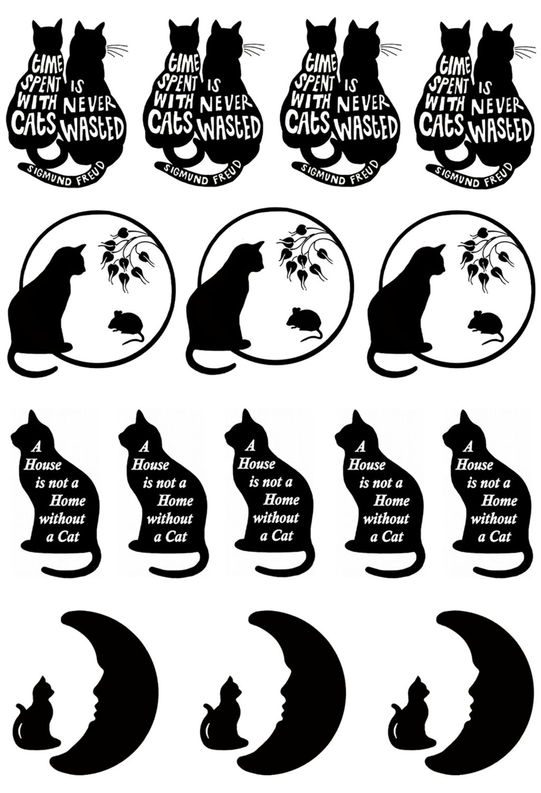 Cat Mouse Moon 15 Pcs 1-1/8 Black Fused Glass Decals - Etsy