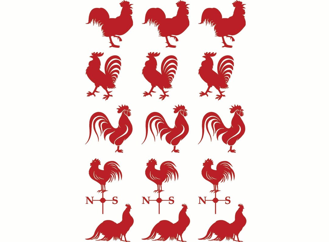Rooster 15 Pcs 1 Inch Red Fused Glass Decals - Etsy