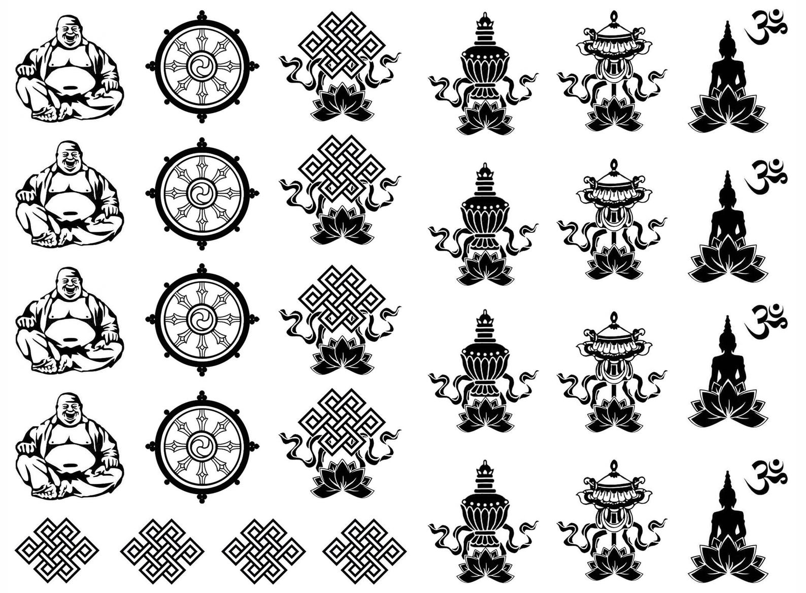 Buddha Buddhism Symbols 28 Pcs 1 Inch Black Fused Glass Decals - Etsy
