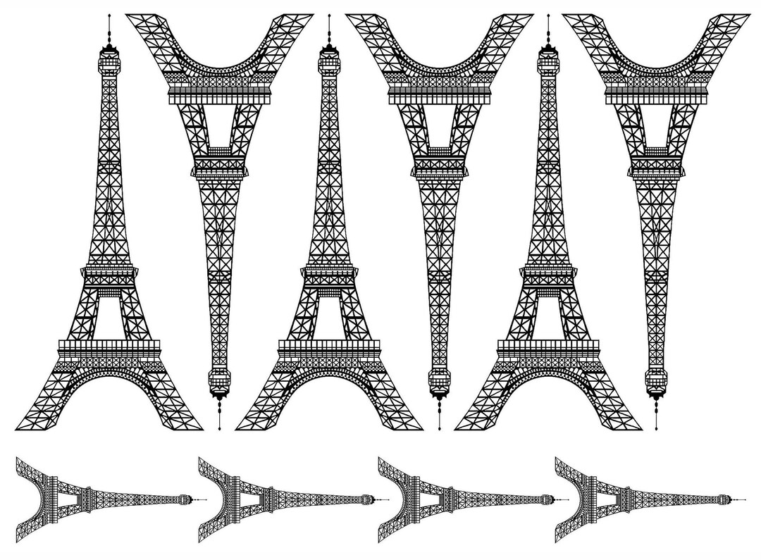Eiffel Tower 6 Pcs 4 Inch Tall Black Fused Glass Decals - Etsy