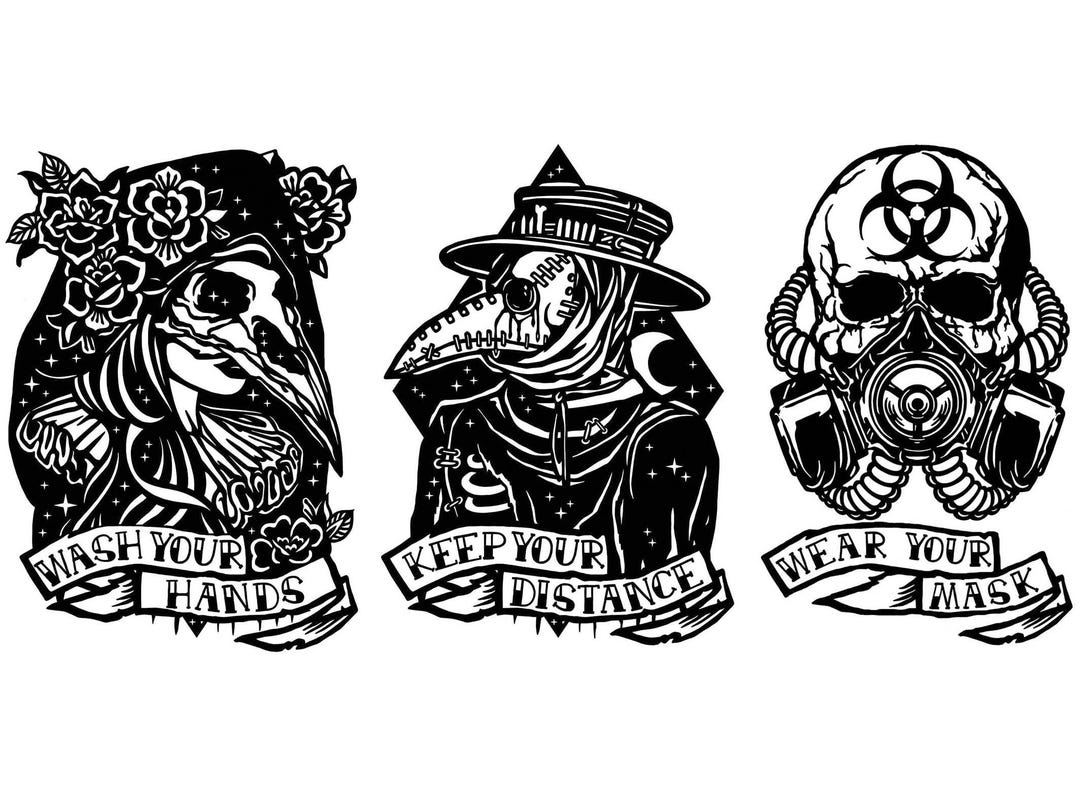 Plague Doctor Trio in 3 Pcs 4 Inch Black Fused Glass Decals - Etsy