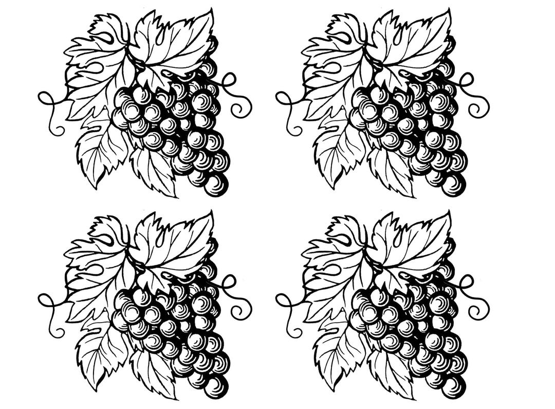 Grape Clusters 4 Pcs 2-1/2" Black Fused Glass Decals - Etsy