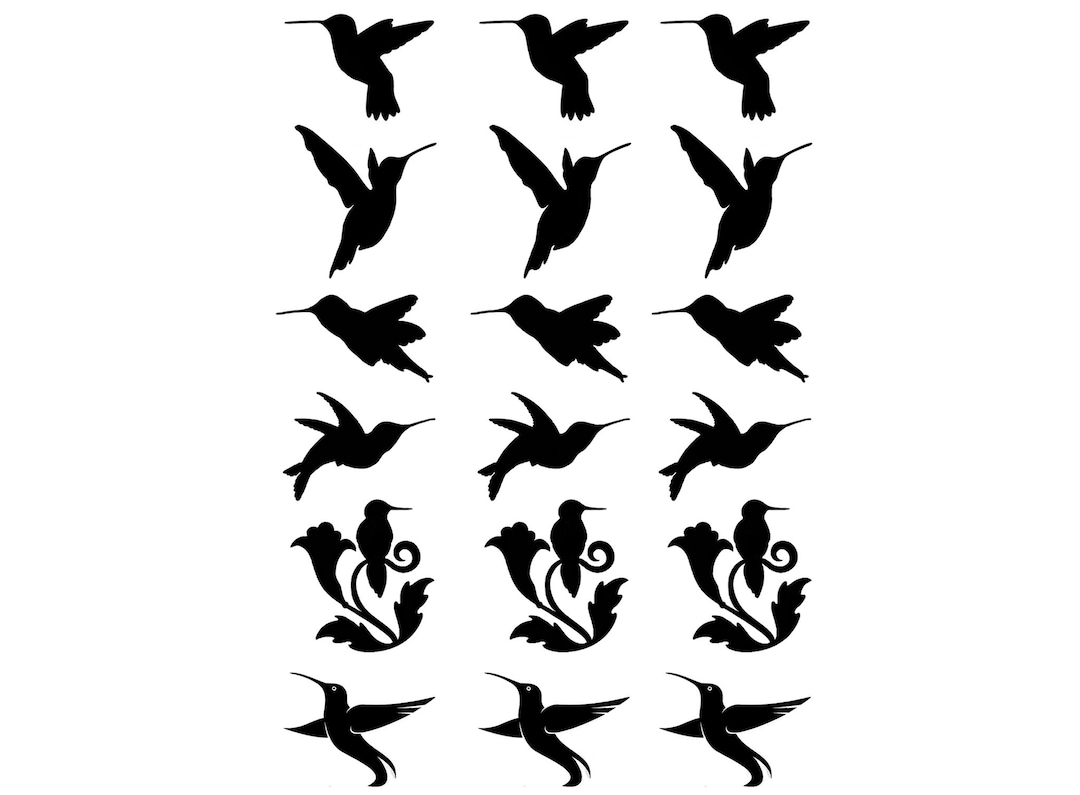 Hummingbird Variety 18 Pcs 1 Inch Black Fused Glass Decals - Etsy