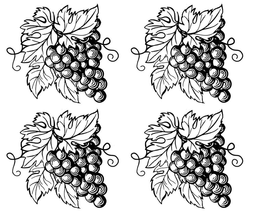 Grape Clusters 4 Pcs 2.5 Black Fused Glass Decals - Etsy