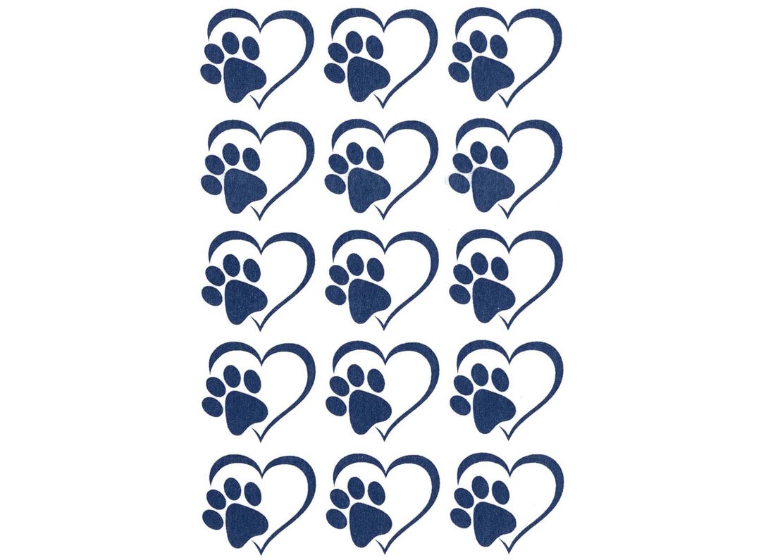 Heart Paw Print 15 Pcs 1 Inch Blue Fused Glass Decals - Etsy